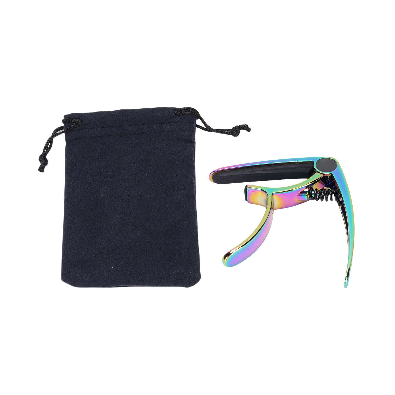 Каподастр для гитары Meideal из цинкового сплава с пружинным креплением, противоскользящей накладкой и силиконовым держателем для медиатора, подходит для фолк- и классических гитар, укулеле, бас-гитар и струнных инструментов. Разноцветный.