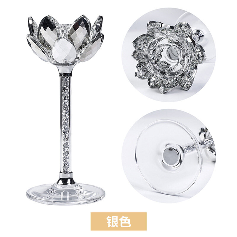 Европейский хрустальный подсвечник, лотос, хрустальное украшение для ужина при свечах, трехкомпонентный набор, свадебное украшение, подсвечник