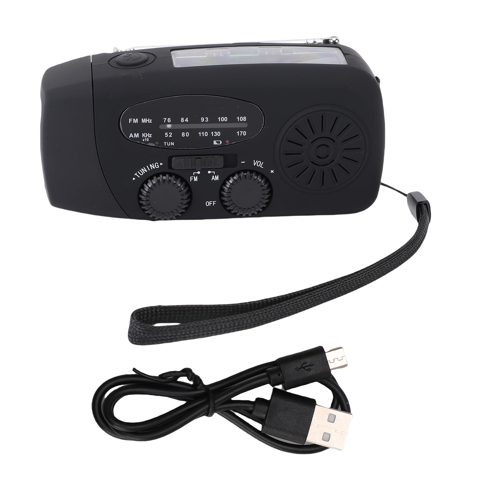 Аварийное радио с ручным приводом, 3 светодиодными фонариками, AM/FM, NOAA, портативное, работает от солнечной энергии, подходит для кемпинга, сигнализация SOS, черное.