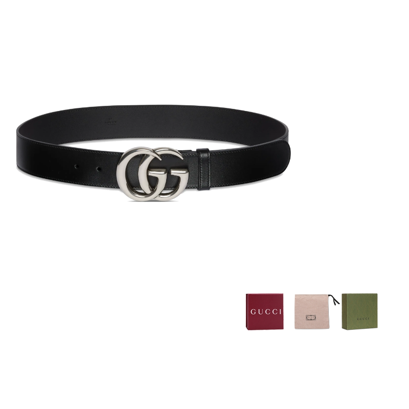 GUCCI GG Кожаные ремни Унисекс Черный Ширина ремня 4 см 80