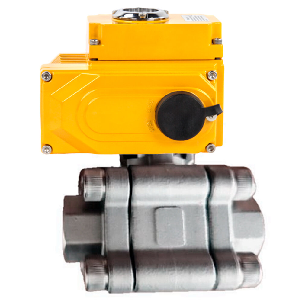 Кран шаровой DN.ru 316-316-PTFE-FP-SW-ISO-H Ду100 Ру63 полнопроходной, корпус - нержавеющая сталь SS316, под приварку, с 1/4-оборотным электроприводом QT2-020-380VAC (опрессовано)