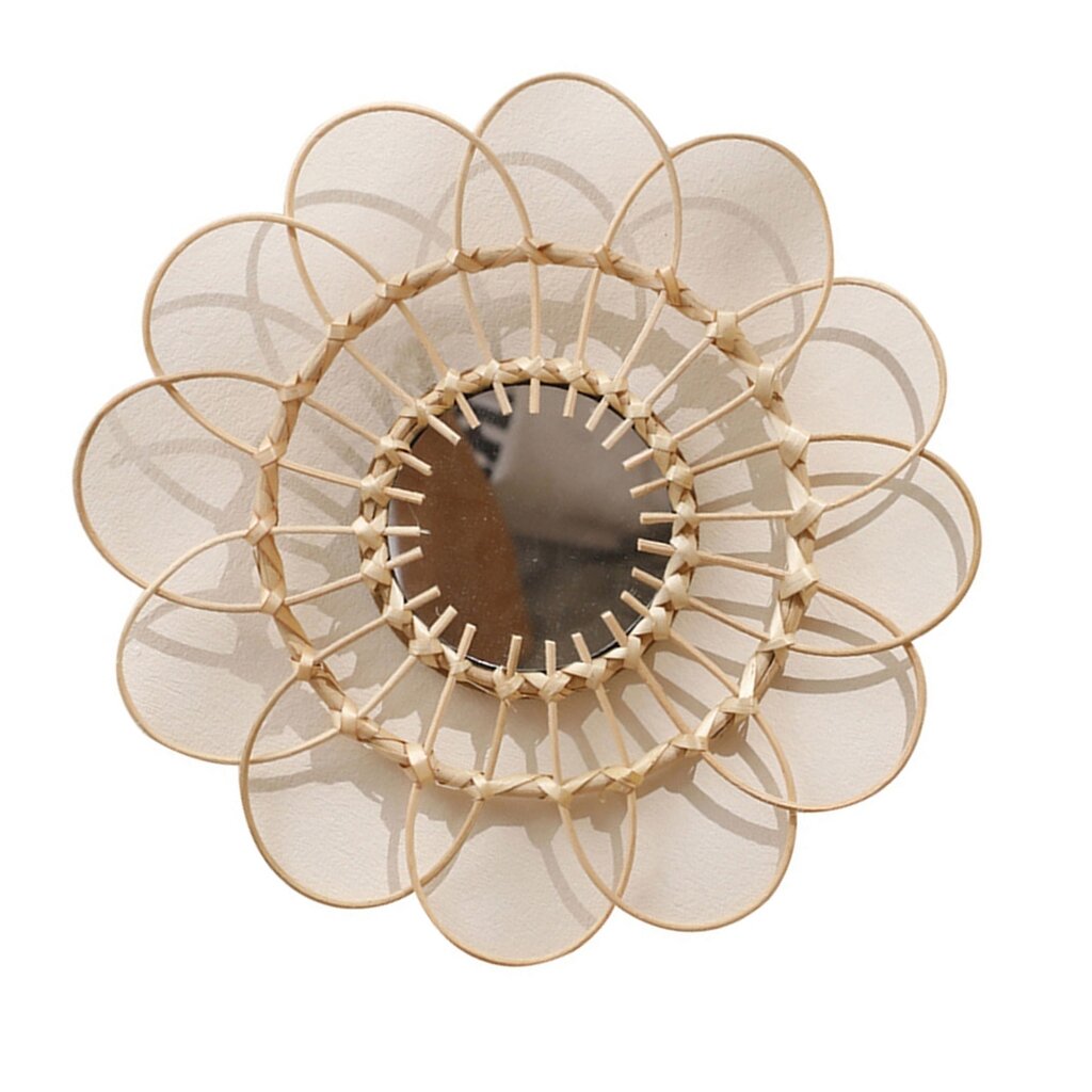 Богемные Круглые Настенные Зеркальные Гобелены В Форме Бамбукового Цветка, Зеркальные Гобелены Для Ванной Комнаты, Спальни, Домашнего Декора Стен