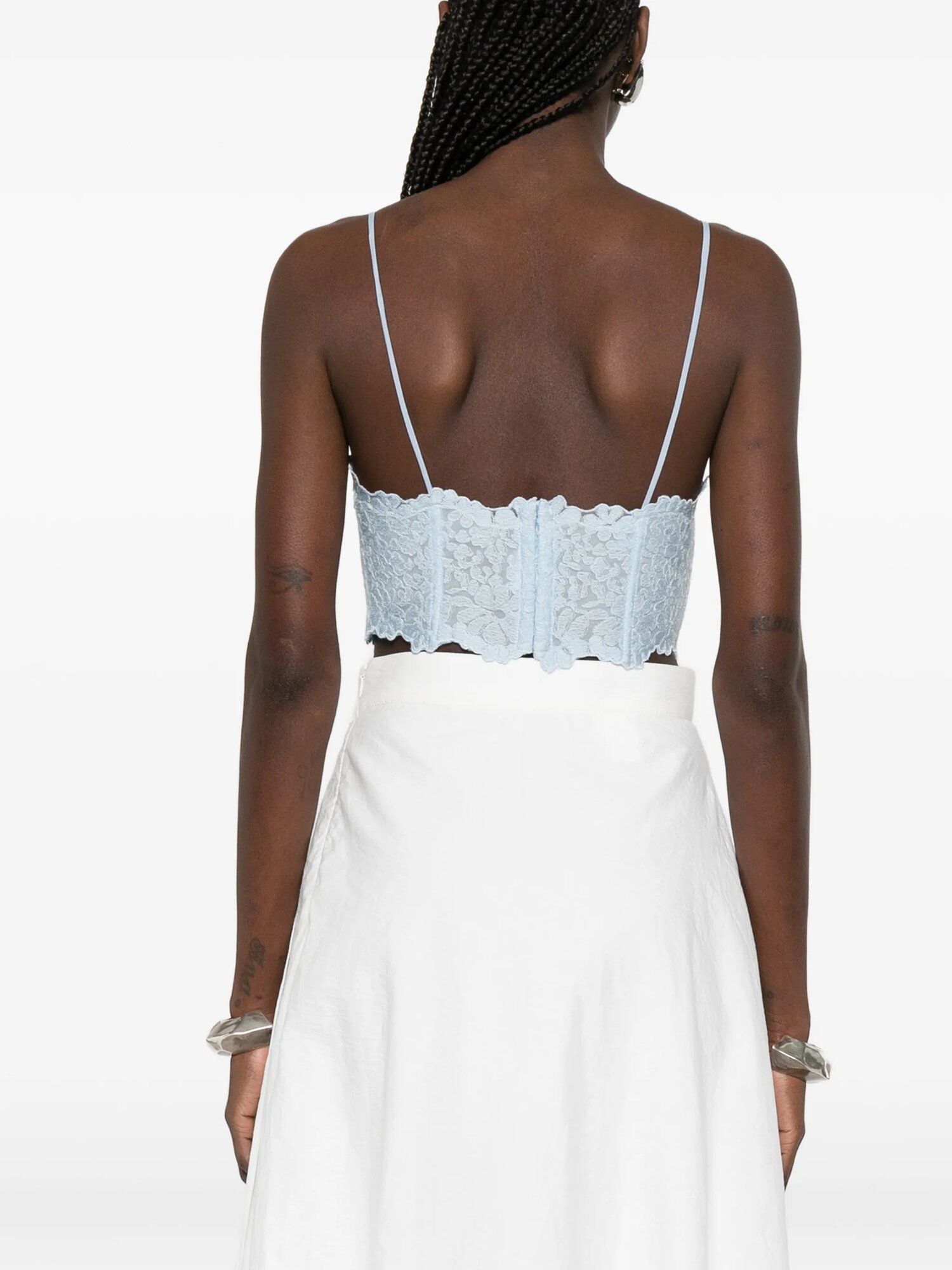 Топ Ermanno Scervino Lace spaghetti-strap top, размер 42, blue — фото 1