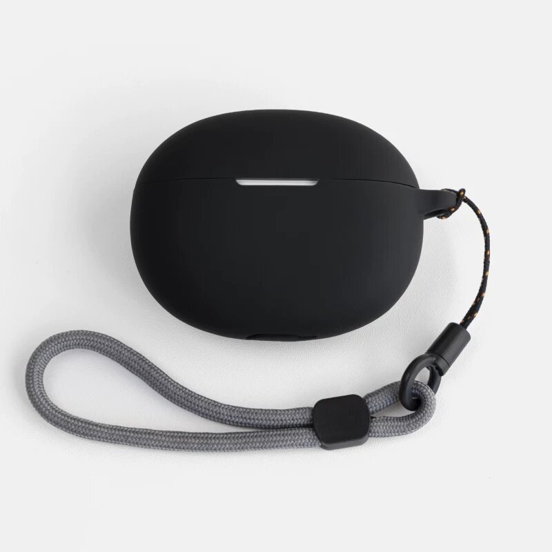 Прочный мягкий силиконовый чехол для наушников Honor Earbuds X5, черный с серым шнуром