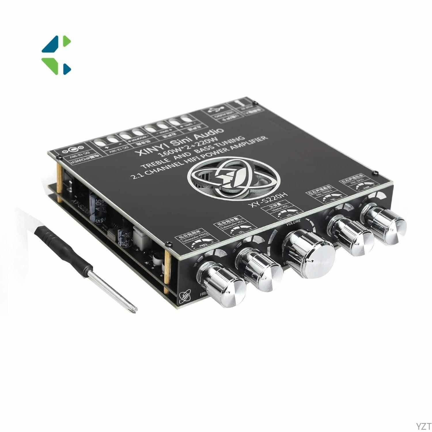 (X M P Q) Audio XY-S220H 2.1-канальная плата усилителя мощности Bluetooth, 160 Втx2 + 220 Вт, модуль звука 12-36 В