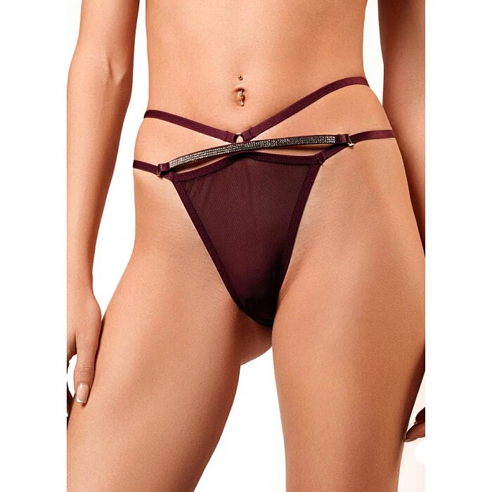 Трусики-танго с декоративной резинкой «Amor El», бордовые (S)