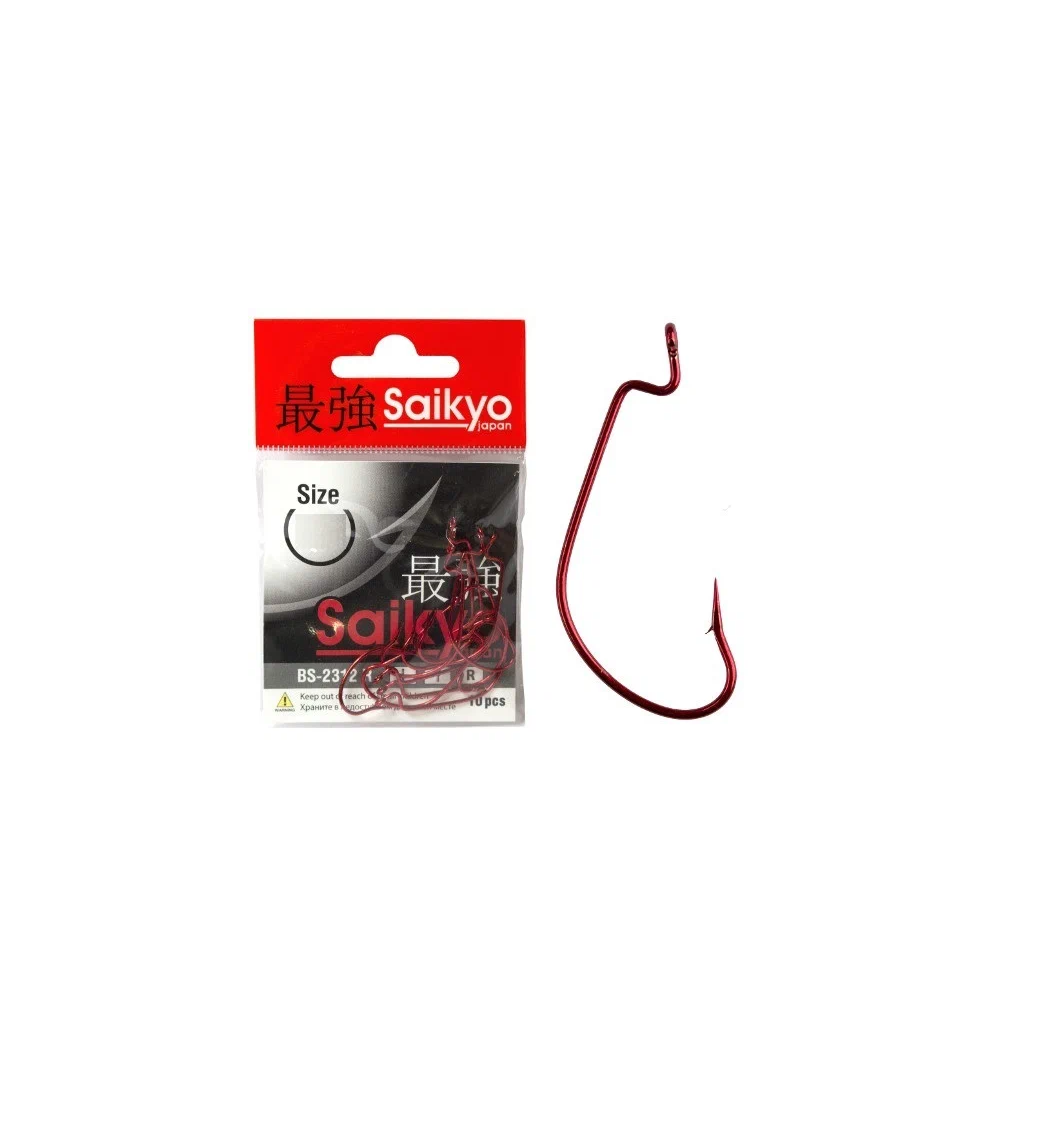 Крючки Saikyo BS-2312 R № 6, офсетный, 1 упк. по 10 шт, красный