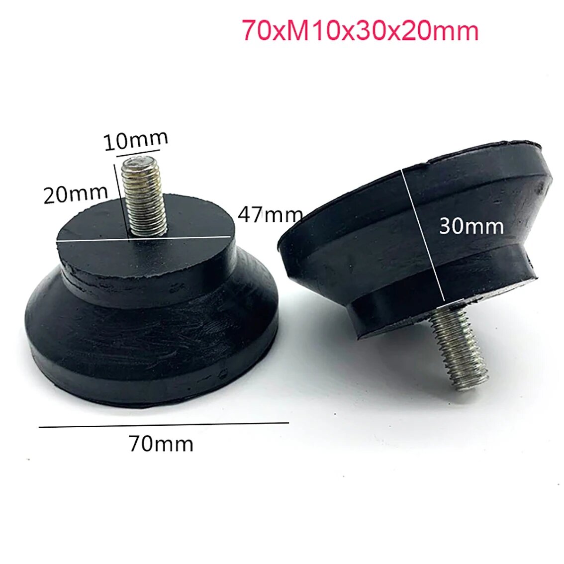 1-10 шт. M6 M8 M10, черная резиновая регулируемая подставка для ног, винт для стульев, мебельная ножка, выравнивающая подставка для ног, винт, противоскользящий Черный, 10pcs, 70xM10x30x20mm
