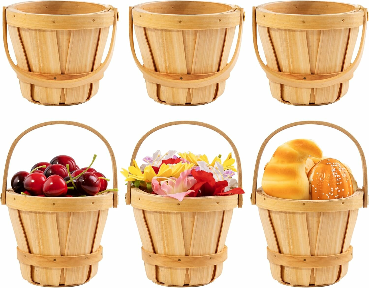 6 шт. мини-деревянных корзин для яблок