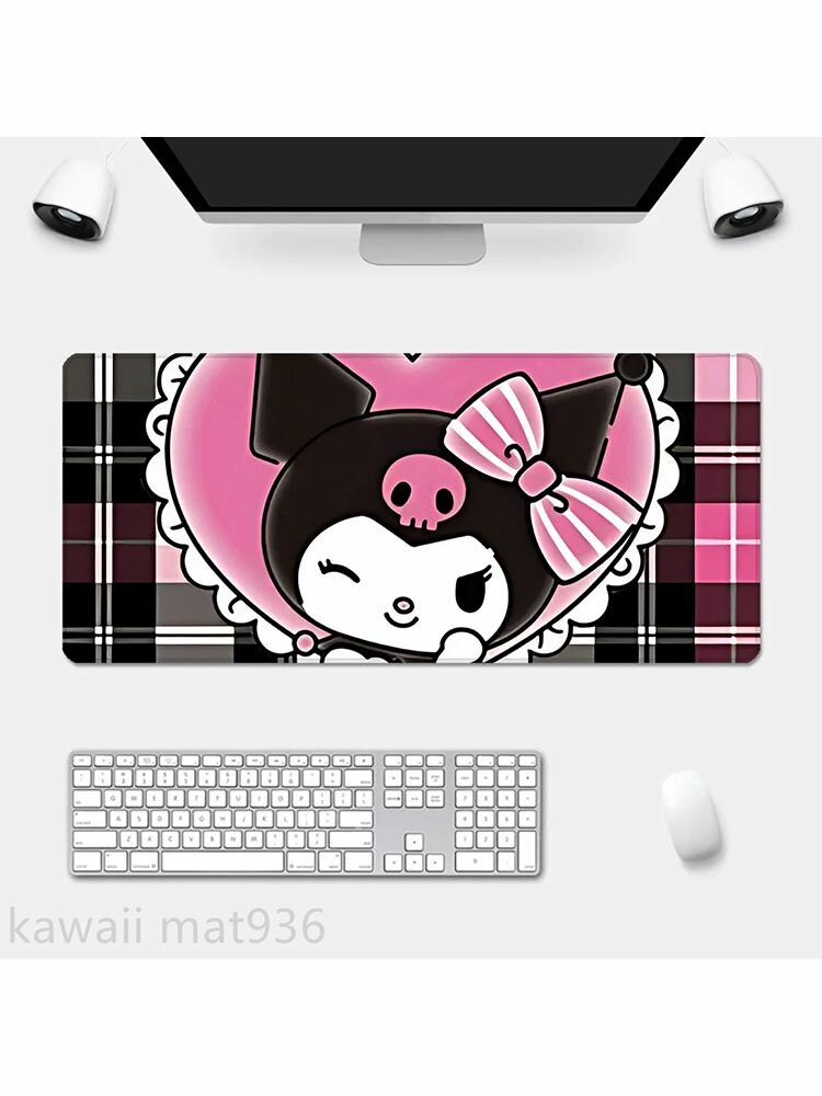 Коврик для мыши KUROMI Sanrio Kulomi XXL, 40 см x 90 см, нескользящее основание, водоотталкивающий