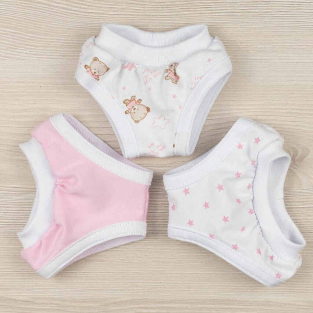 Набор из трех трусиков для куклы девочки ростом 43 см