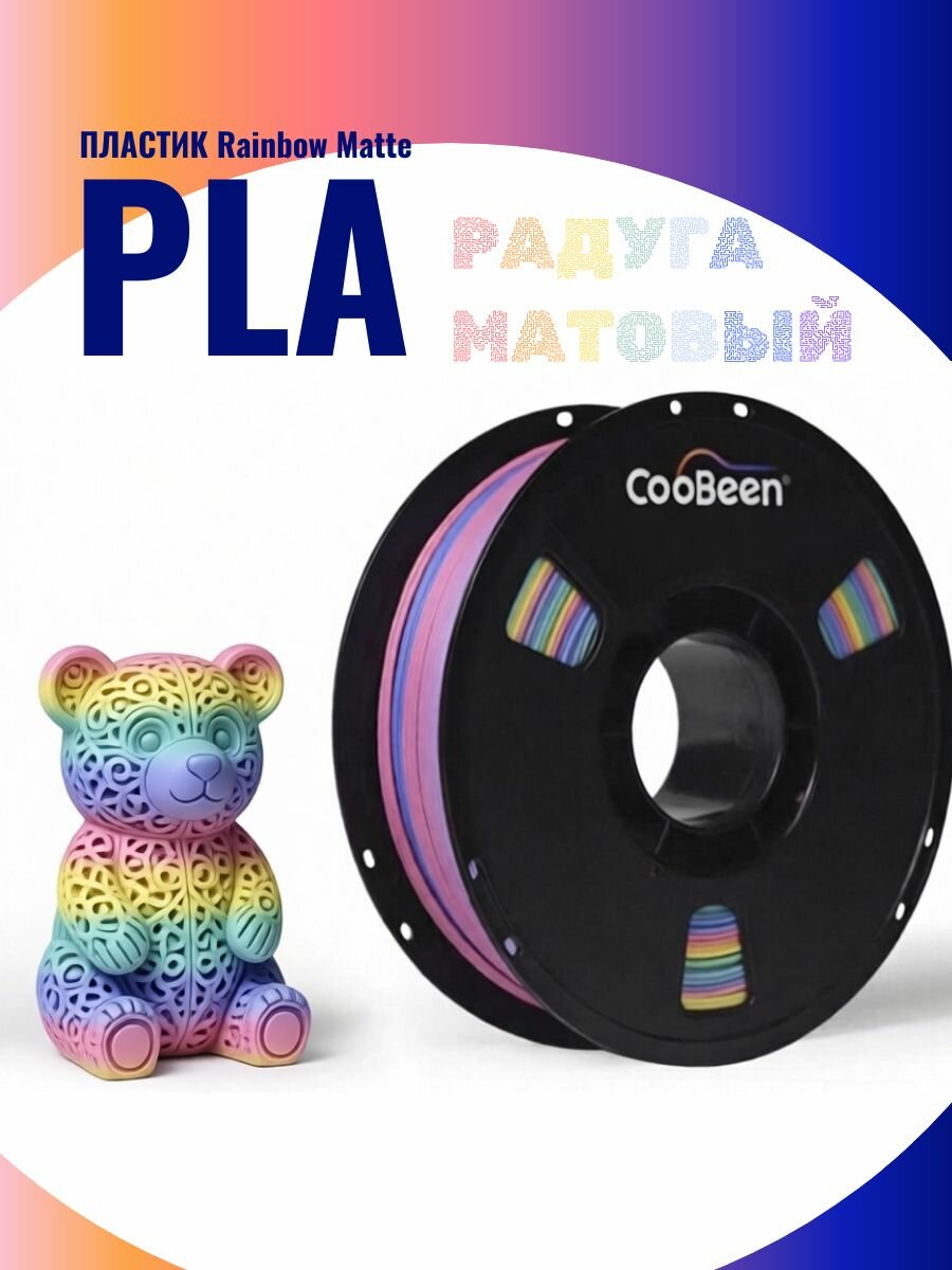 CooBeen PLA радуга матовый, 1 кг, Нить из пла 1,75 мм. двойная/Трехцветная нить, филамент для 3D-печати, высокое качество для FDM 3D-принтеров, золотой-голубой