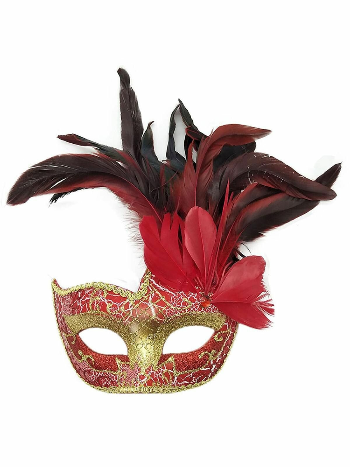 Маска-перо для женщин, Куриное перо красного цвета
