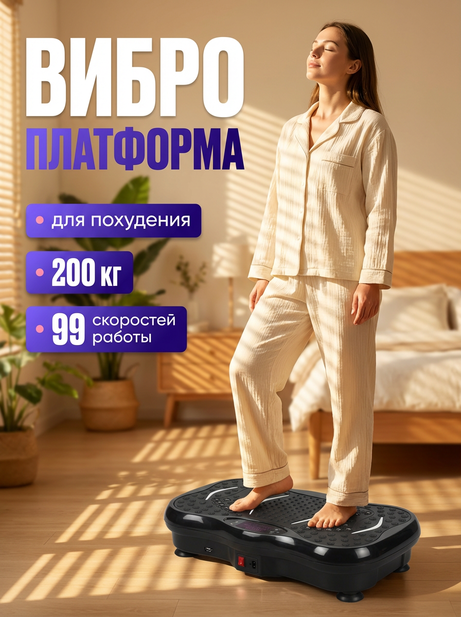Виброплатформа для похудения тренажер до 200 кг С блютуз，регулировка амплитуды, 49 программ