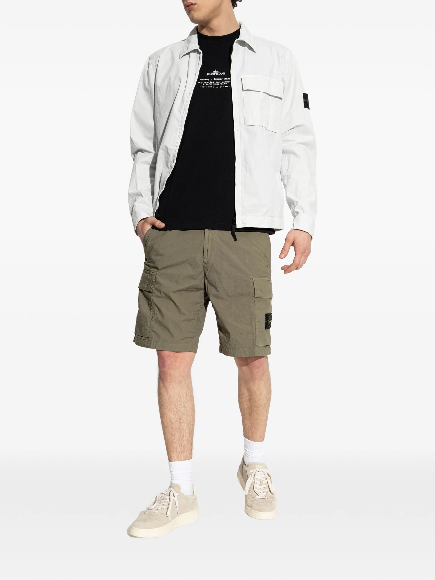 Куртка Stone Island Patch-pocket shirt jacket, размер 2XL, белый — фото 1