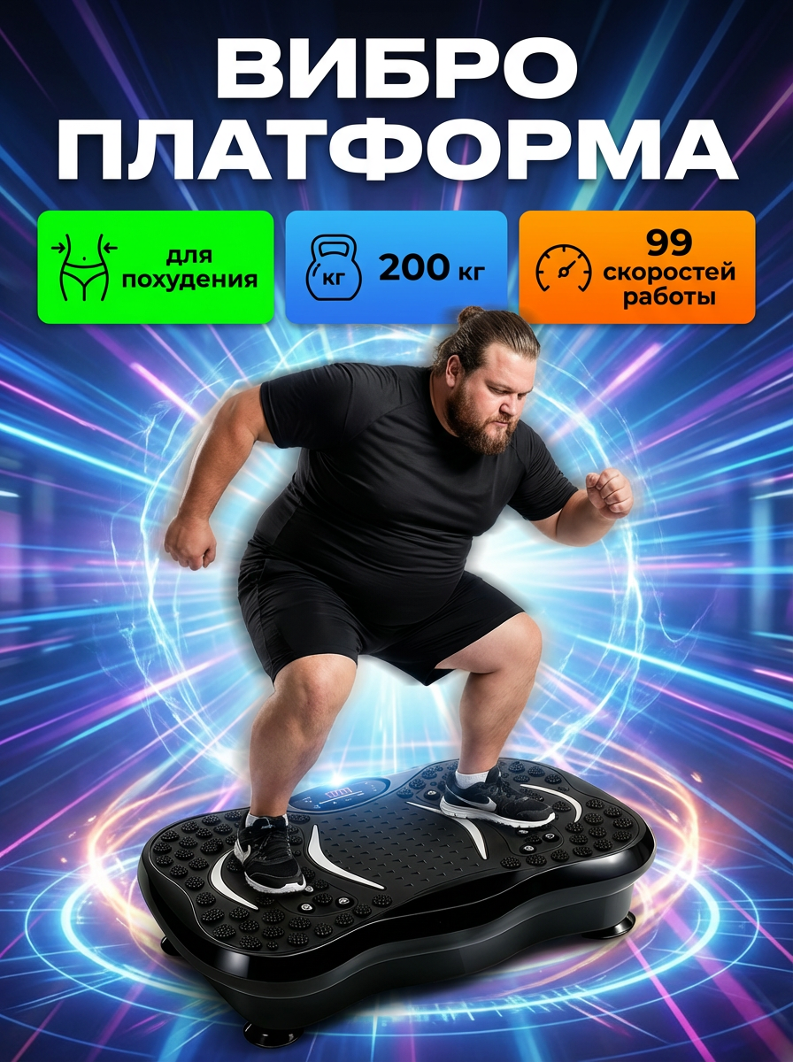 Виброплатформа для похудения тренажер до 200 кг С блютуз，регулировка амплитуды, 49 программ