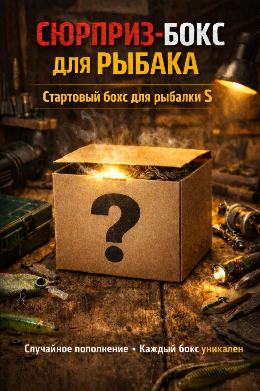 Мистери бокс S для рыбака, Сюрприз-бокс, подарочный набор с рыболовными товарами