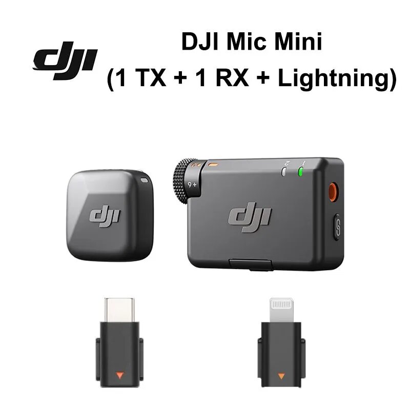 DJI Микрофон универсальный DJI Mic Mini(1 Receiver+1 Transmitter+1 Lightning), Высококачественный звук, стабильная передача, активное шумоподавление, Автоматический ограничитель, взрывозащищенный звук, перламутровый