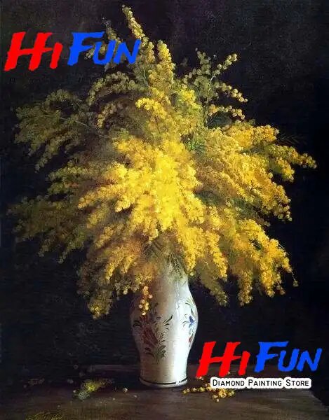 HiFun 5D алмазная живопись Мимоза Square Drill 40x50cm, Красный