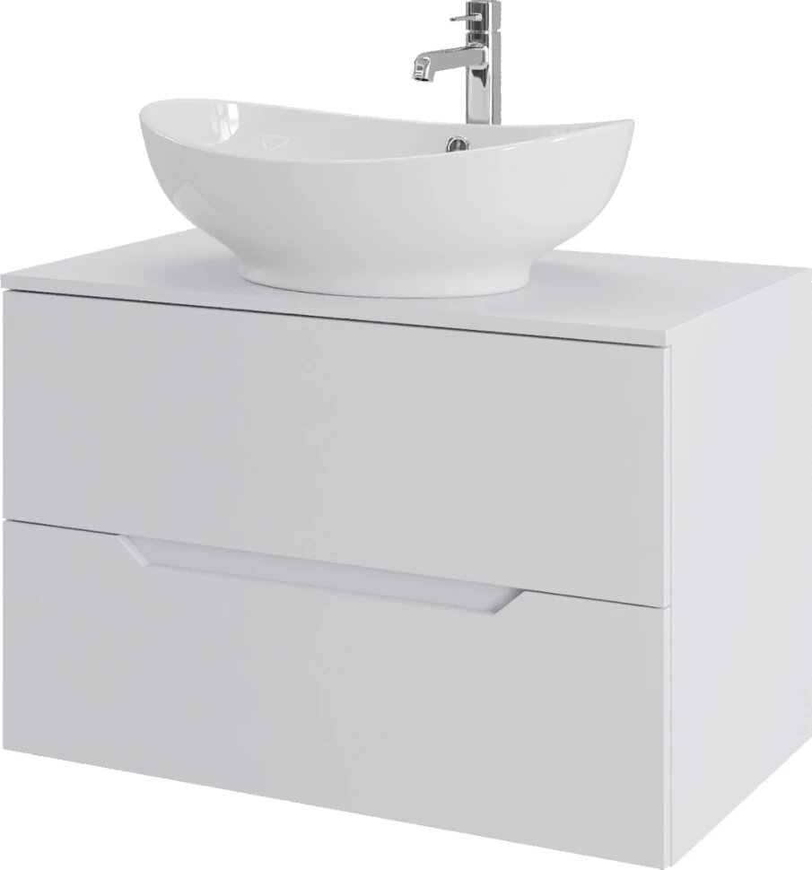 Тумба с раковиной Orange Line Li-80TuwMDF+B08-585W 80,2 см, подвесная, со столешницей, белый матовый
