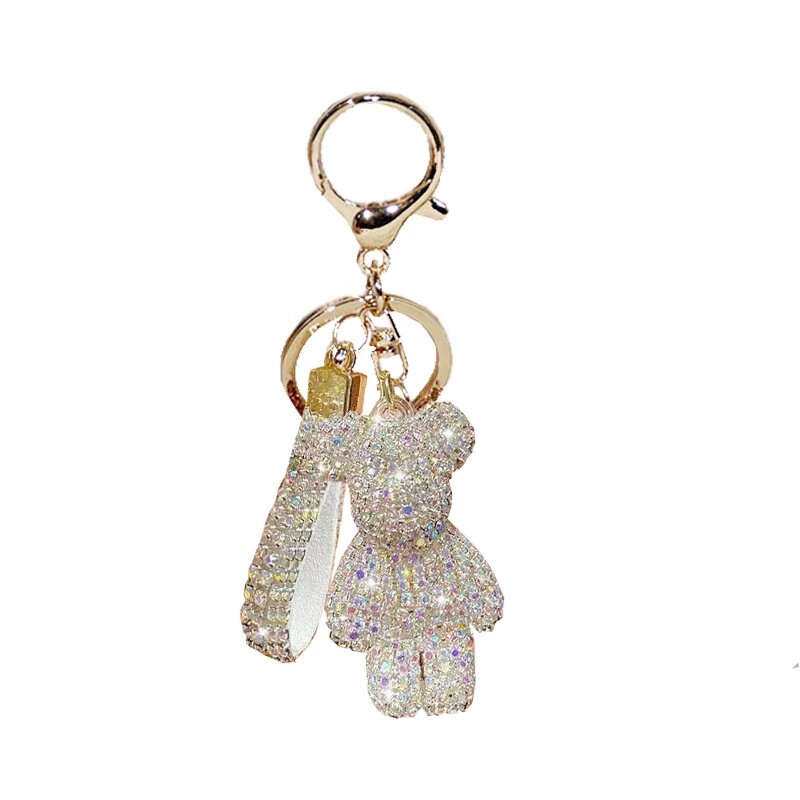 Мини-ключ-браслет с пастельно-белыми диамантами для авто и сумок, милый женский аксессуар