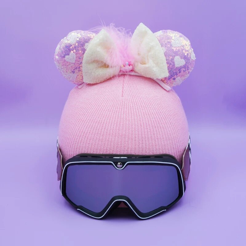 Украшение снежного шлема, комплект шерстяной шапки, милый комплект лыжного шлема с ушками слона, планер с капюшоном,