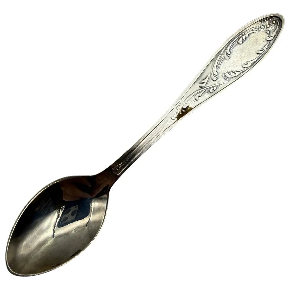 Ложка кофейная "Пламя", 11 см, МНЦ, 1962-1991 гг, Кольчугино, СССР