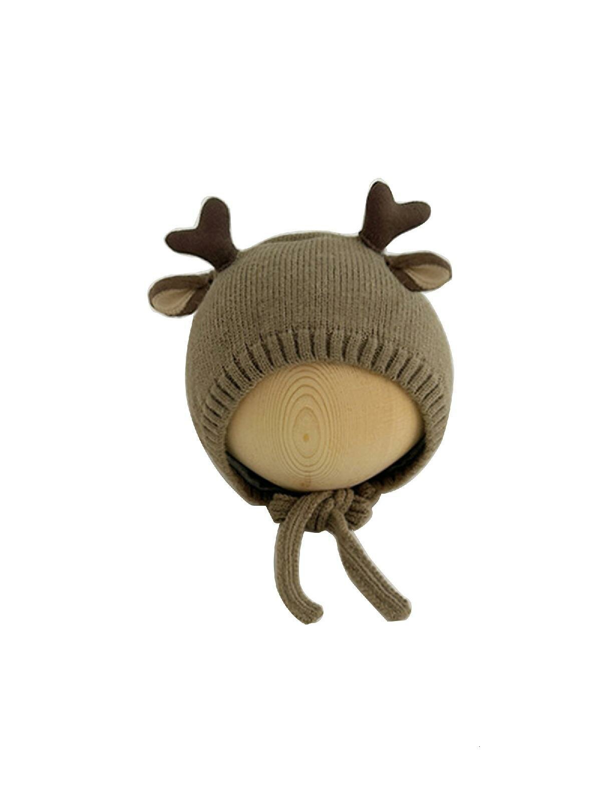 Детская шапка-олень с козырьком, Coffee