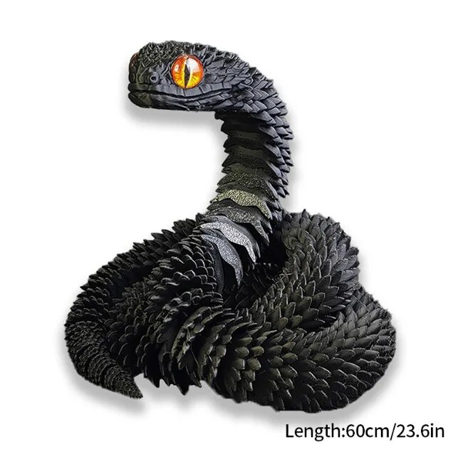 Черная 3D-змея, статуэтка 60 см