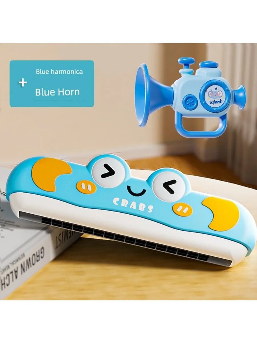 Детский музыкальный набор (Голубая гармошка + Труба)