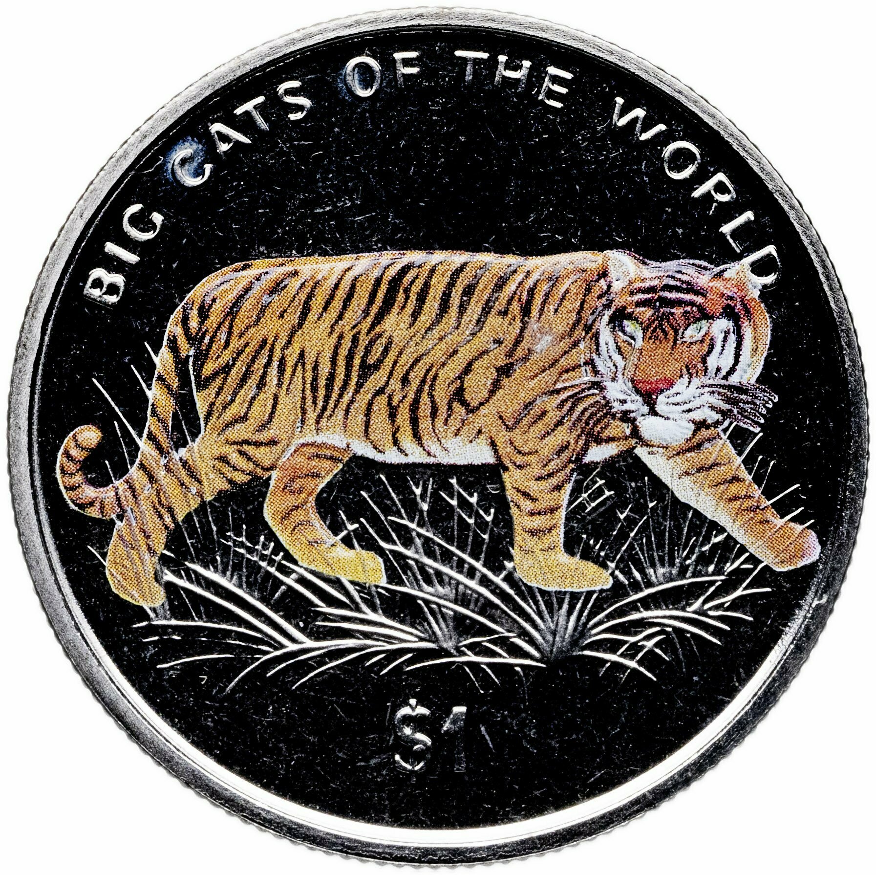 Сьерра-Леоне 1 доллар dollar 2001 "Большие кошки мира - Тигр" цветная, Мельхиор медь-никель, в сохранности BUNC