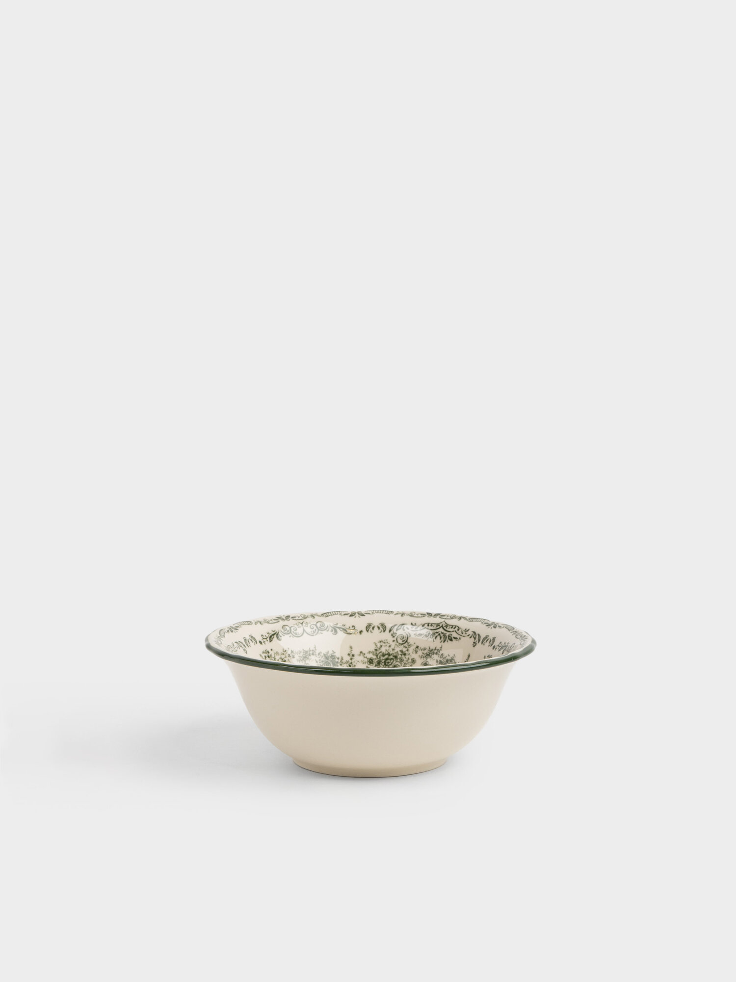 Салатник, 16x6 см, 500 мл, фарфор P, молочный, Зеленые цветы, Green lace, Kuchenland