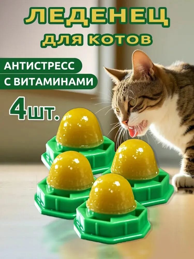 Леденец для кошек, шарик с кошачьей мятой,4 шт, вкусные игрушечные мячики с курицей и витаминами для кошек