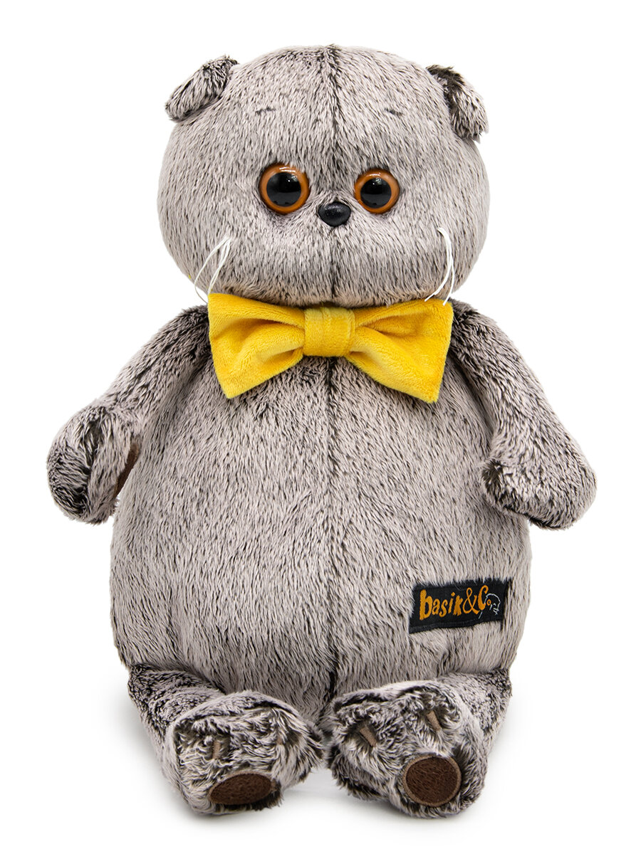Мягкая игрушка BUDI BASA Кот Басик 30 см в рыжем бархатном банте для детей от 3-х лет