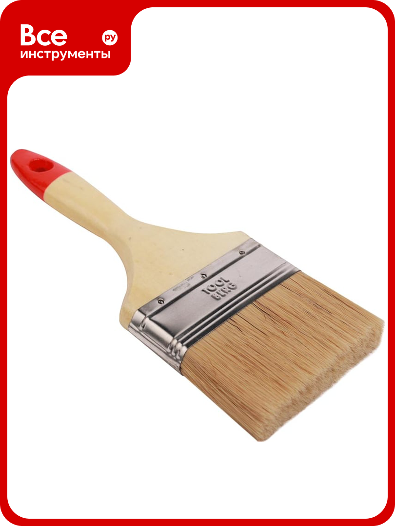 Кисть плоская Toolberg Классик-Эксперт натуральная щетина, деревянная рукоятка, 100мм ЛА-00003374