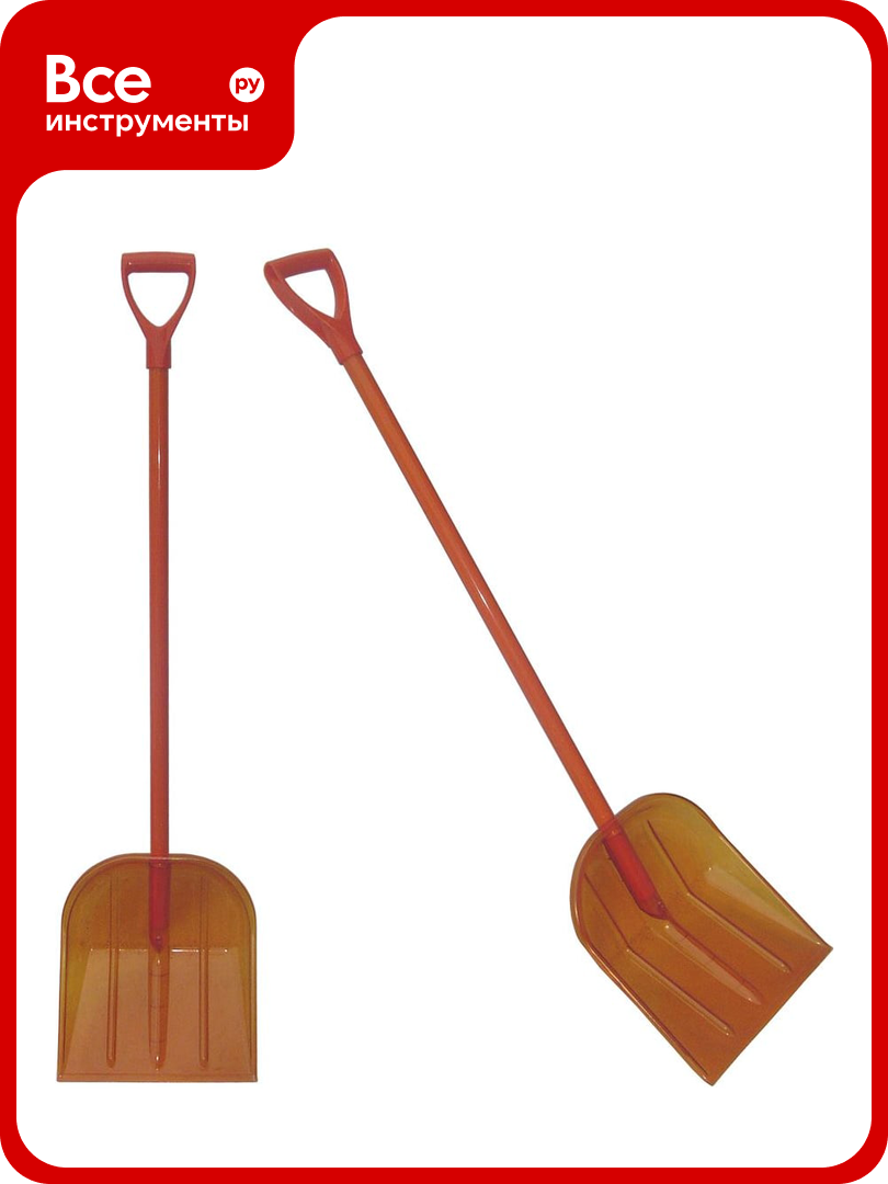 Лопата снеговая RUSСАД поликарбонат княжна стальной черенок пластиковая V-ручка 340x385x1400мм 11731