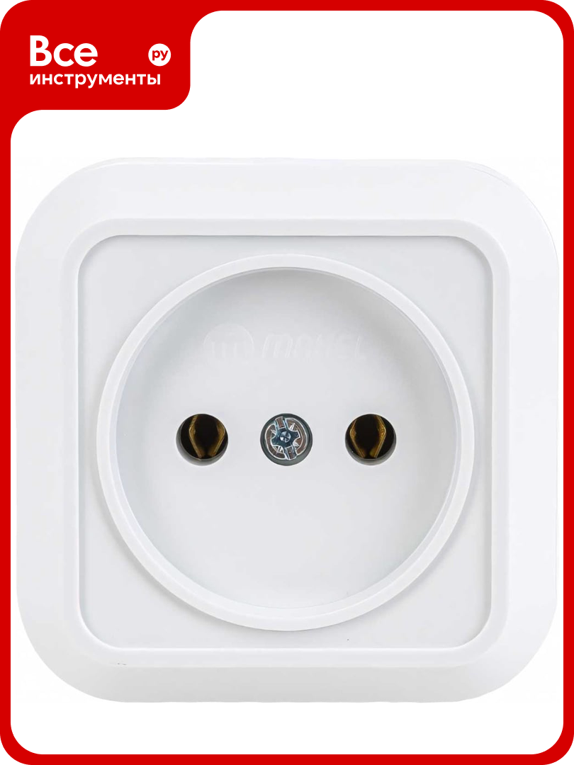 1-местная Ррозетка Makel ОП 16А IP20 без заземления квадратная белая 45102