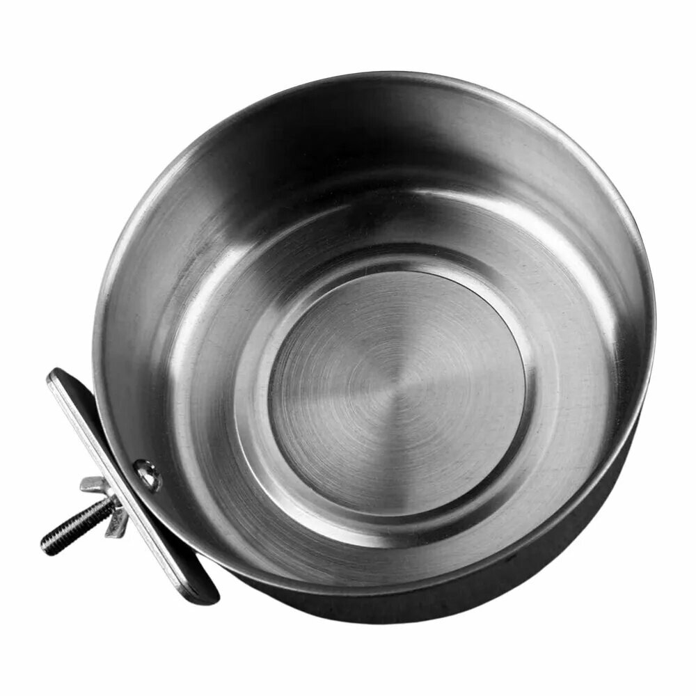 Миска подвесная для животных корма или воды с креплением на клетку. Металлическая навесная поилка - кормушка собак, кошек, кроликов, птиц, грызунов в вольер. 500 мл