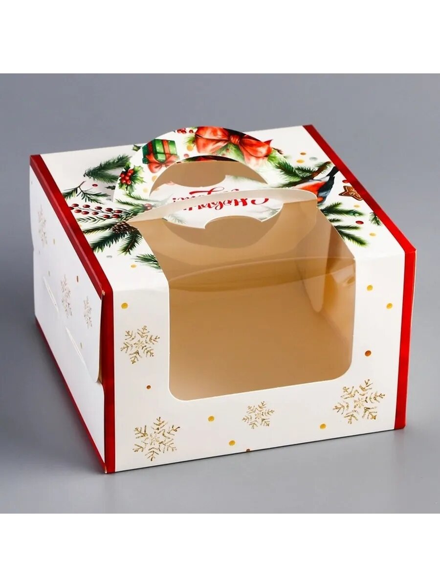 Праздничная коробка для бенто-торта с окном