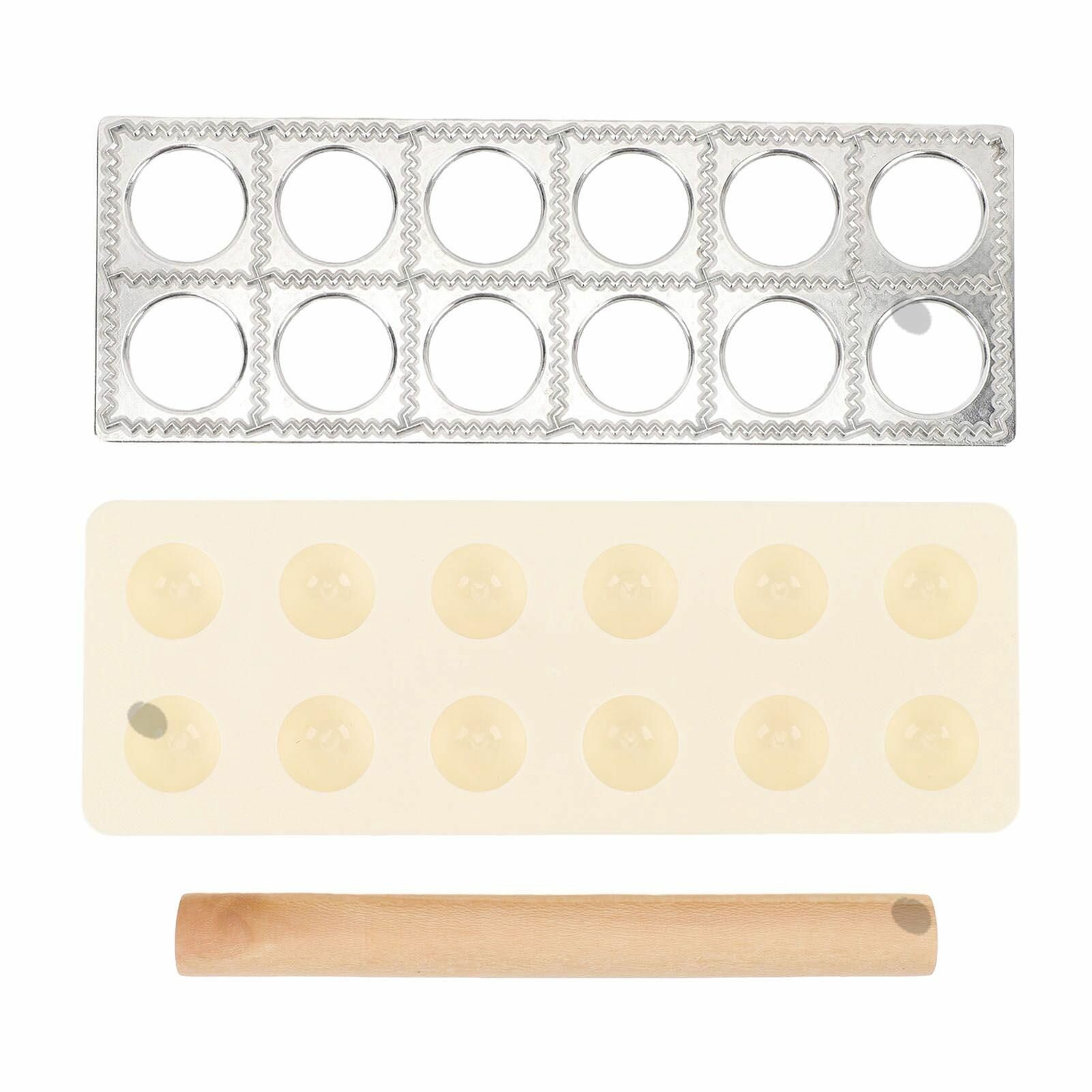 Пресс для равиоли из алюминиевого сплава, пластиковый инструмент для приготовления пельменей с деревянной скалкой для семейной кухни и ресторана