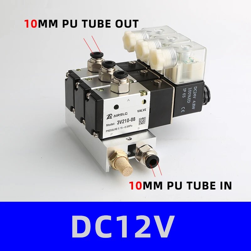 Электромагнитный клапанный блок AIRSLG 3V110-06-NC 12/24/110/220В 3 2 Stations, DC12V 10 In 10 out