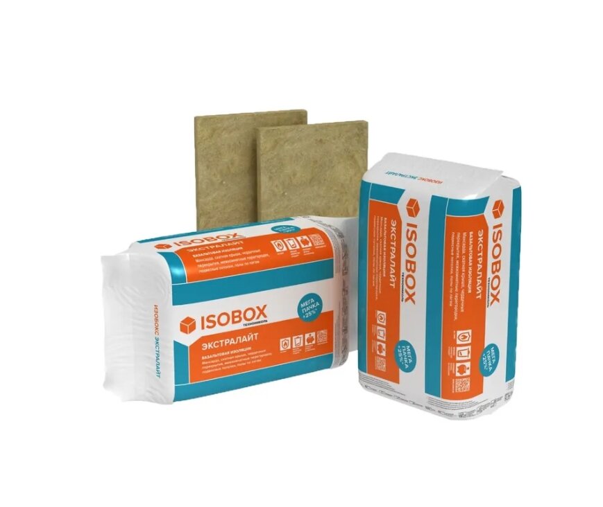 ISOBOX экстралайт 800х600х100 мм, 50% компрессия (9 уп. / 34,56 м2 / 72 шт.) утеплитель Изобокс для стен, пола, крыши