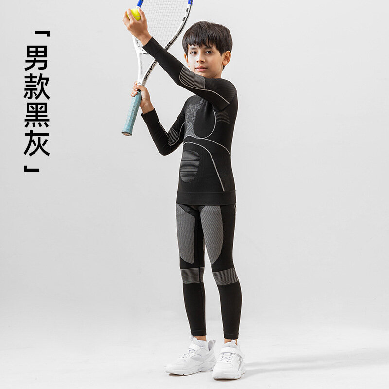 Детская одежда для катания на лыжах на открытом воздухе, быстросохнущая, для бега, прыжков, упражнений, спортивная одежда, влагоотводящая, термобелье, функциональный комплект