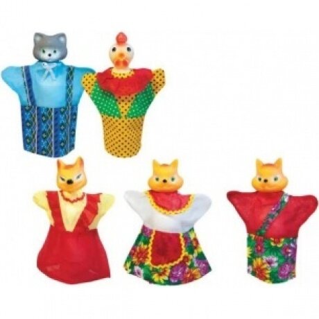 Кукольный театр "Кот, петух и лиса" (5 персонажей) Русский стиль 11208