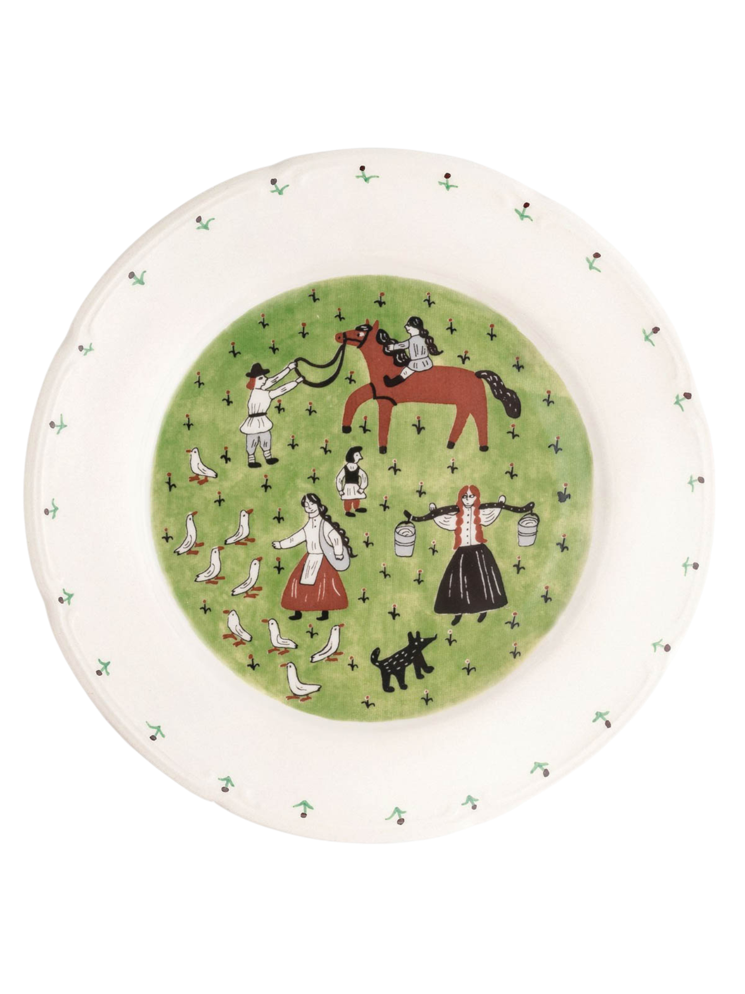 Тарелка закусочная Дымов Керамика Огород Уткина Деревня, диаметр 20 см, керамика