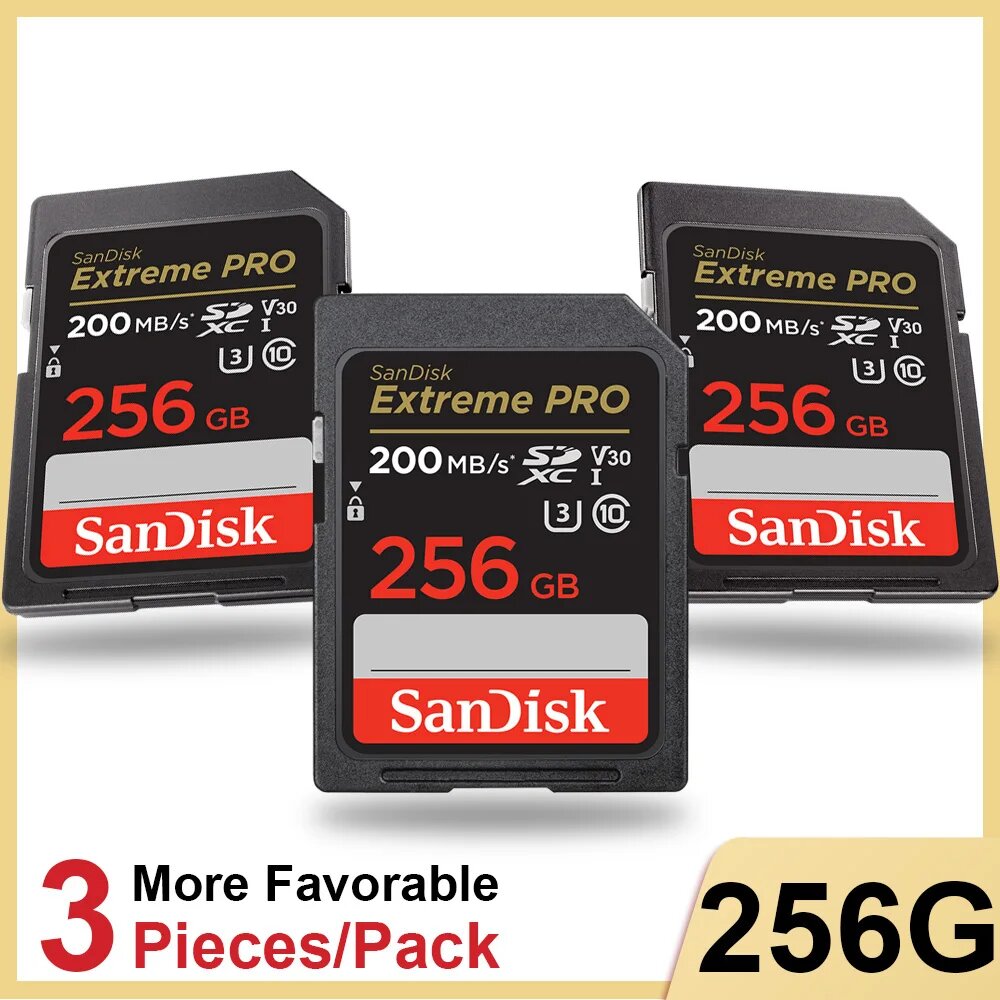 SanDisk Extreme PRO SD карта памяти 512ГБ/256ГБ/128ГБ/64ГБ/32ГБ 256GB 200MBs-3PCS