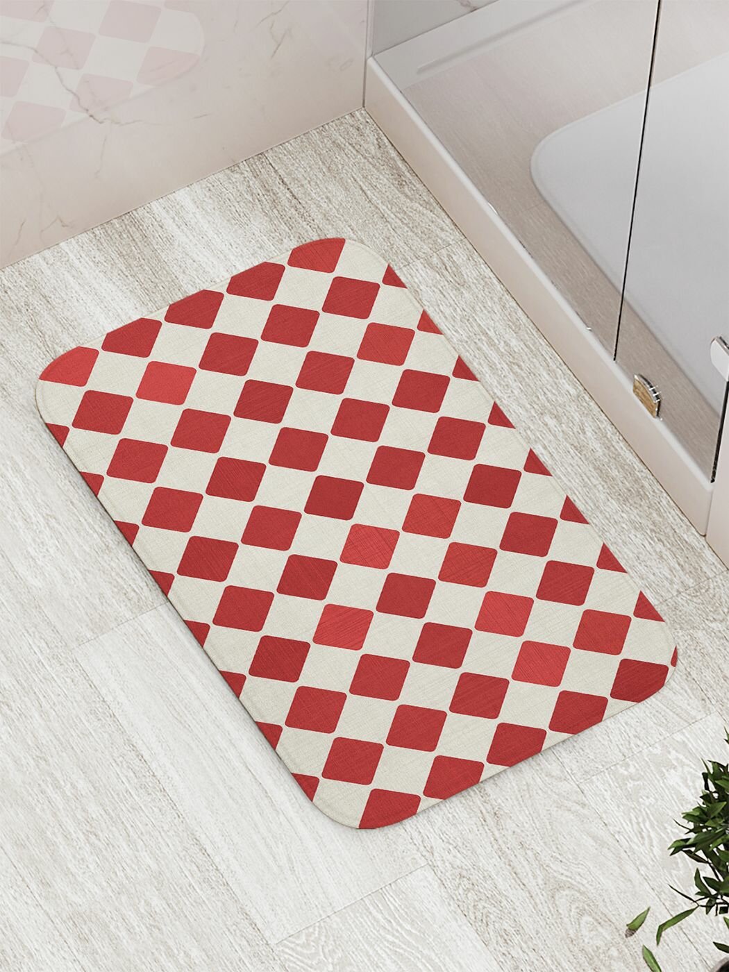 Коврик для ванной комнаты, туалета "Ромбы аргайл" противоскользящий, 52х77 см, JoyArty