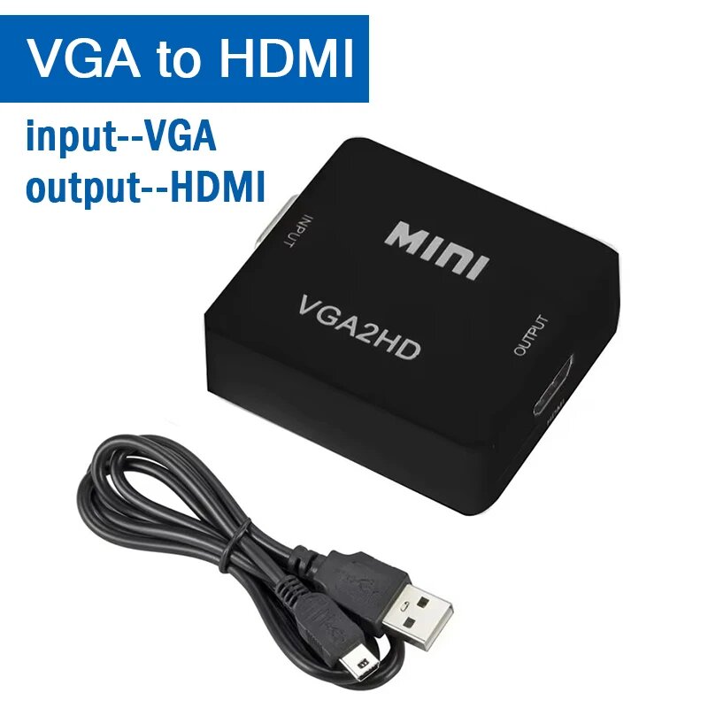 Конвертер VGA в HDMI, черный