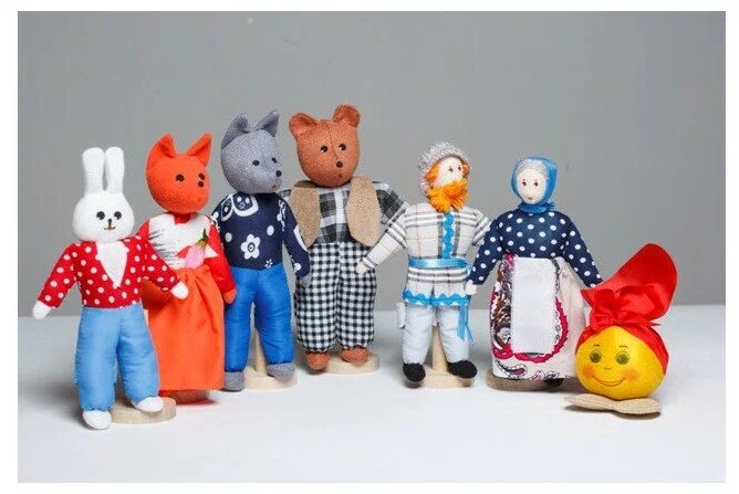 Театр шагающий Колобок заяц, лиса, волк, медведь, дед, баба, колобок 004.03