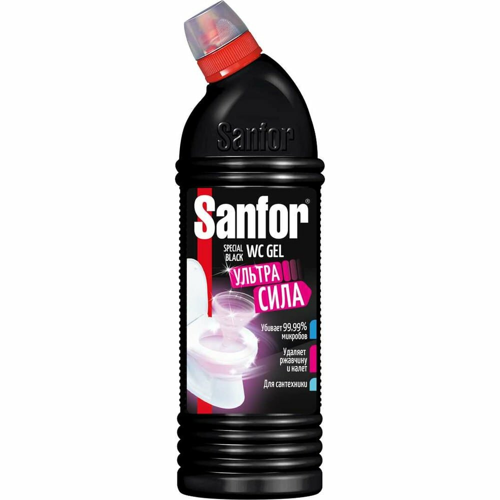 Средство для чистки сантехники SANFOR WC gel Special Black